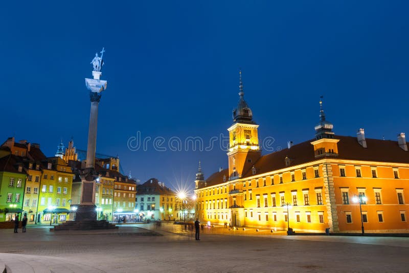 Night View of Old Town in Warsaw Stock Photo - Image of architecture ...