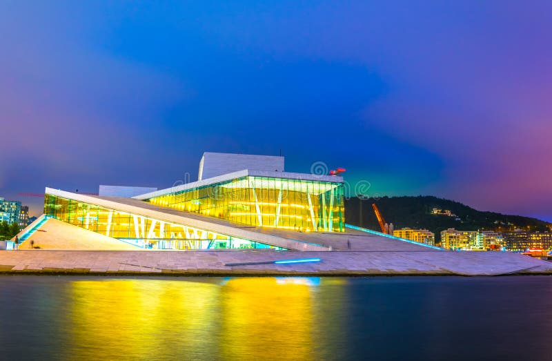 Night View of Opera House in Oslo...IMAGE Stock Image - Image of oslo ...