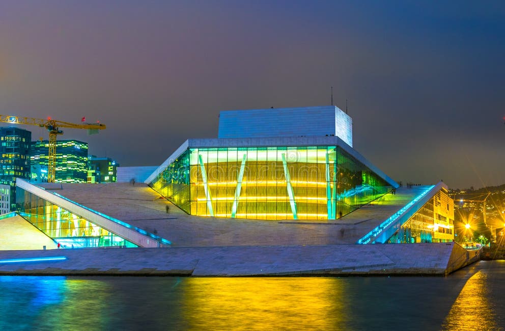Night View of Opera House in Oslo...IMAGE Stock Image - Image of ...