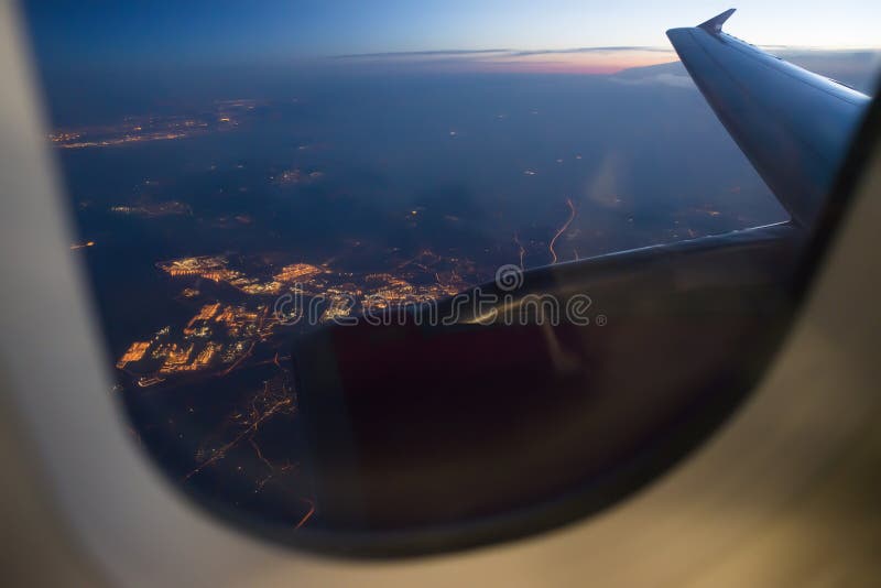 Night view Out of Airplane stock image. Image of tourism - 35808249