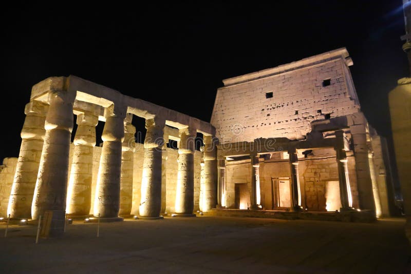Night View from Outside Temple of Luxor - Egypt Stock Image - Image of ...