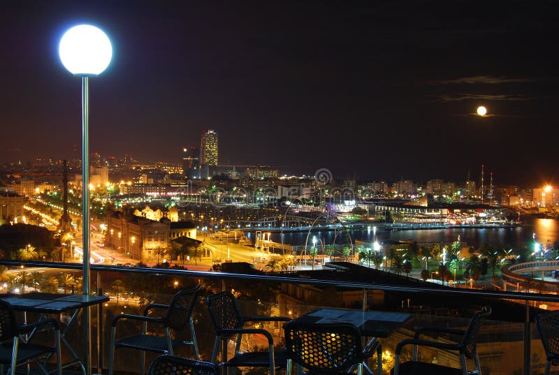 Night view over Barcelona stock image. Image of night - 27180327