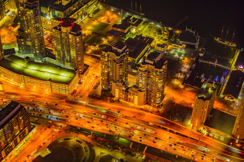 Night view over buildings stock photo. Image of view - 337181408