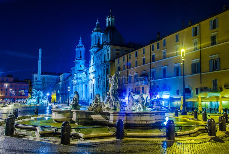 Night View Over Piazza Navona in Rome...IMAGE Editorial Stock Image ...