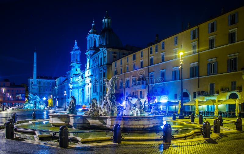 Night View Over Piazza Navona in Rome...IMAGE Editorial Photography ...