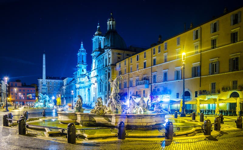 Night View Over Piazza Navona in Rome...IMAGE Editorial Stock Image ...