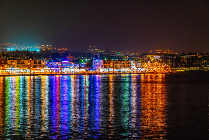 Night View of Paphos on Cyprus Stock Image - Image of promenade, travel ...