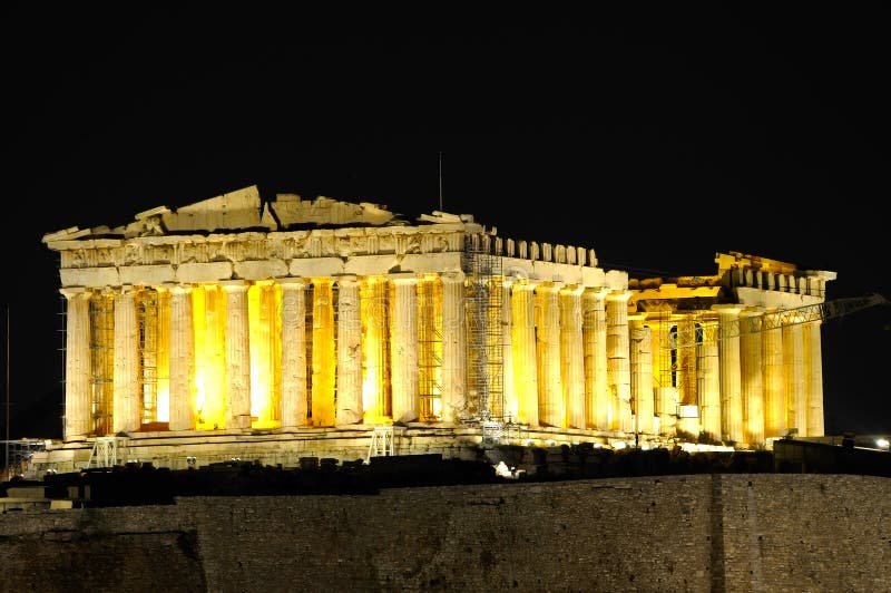 Night view of Parthenon stock photo. Image of olympic - 11185824