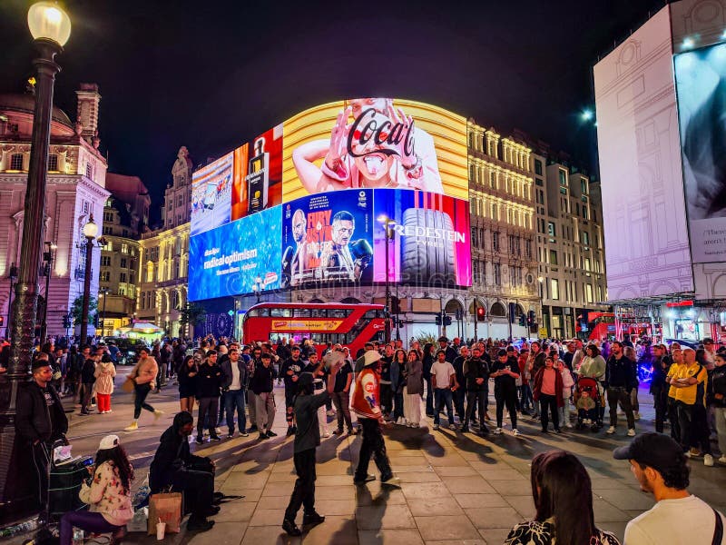 Night View at Piccadilly Circus at London on England Editorial Stock ...