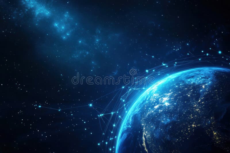 Night View of Planet Earth Highlighting Global Connections and ...