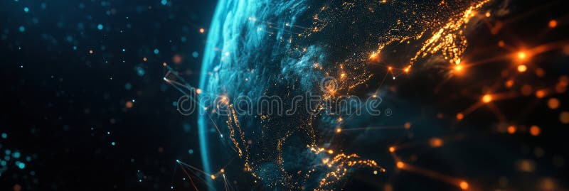 Night View of Planet Earth from Space Illustrating Global ...