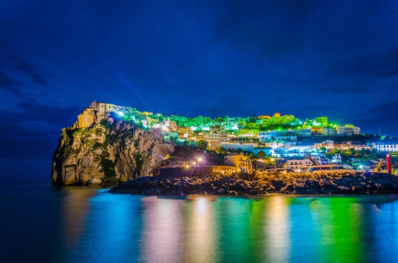Night View of Port of Peschici in Italy....IMAGE Stock Photo - Image of ...