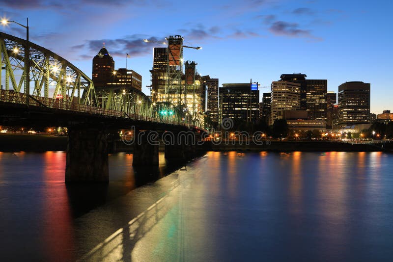 Night View of Portland, Oregon by River Stock Photo - Image of ...