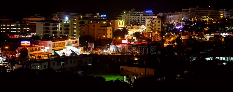 Night View on Protaras, Cyprus Editorial Photo - Image of light ...