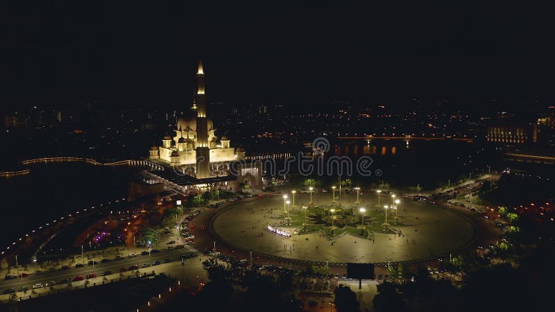 Night View of Putra Square in Putrajaya Stock Video - Video of aerial ...