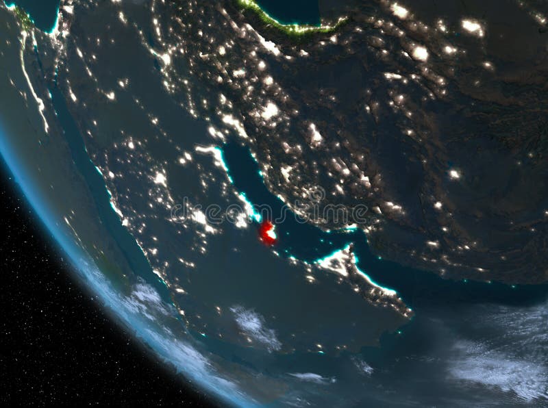 Night View of Qatar on Earth Stock Illustration - Illustration of ...