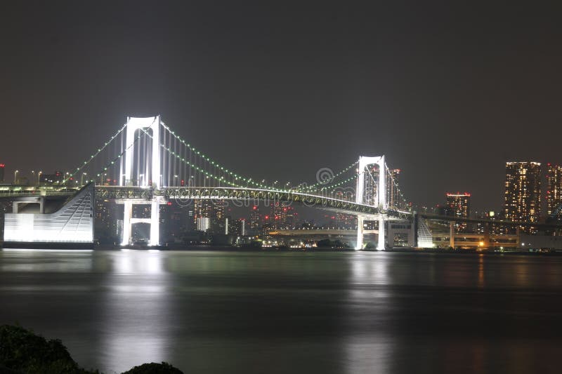 Night View of Rainbow Bridge in Tokyo, Japan Stock Image - Image of ...