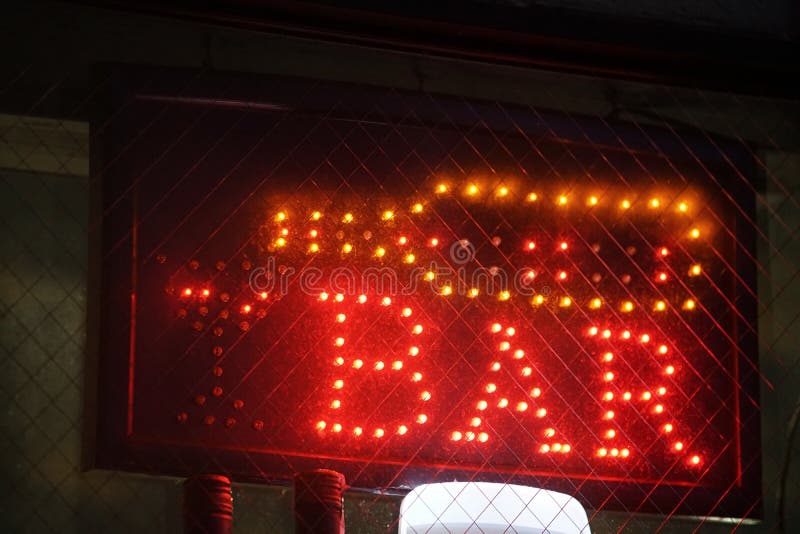 Electric sign at bar stock image. Image of view, outdoor - 247612359