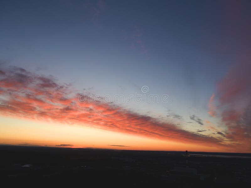 Night View on Red Sky with Clouds Stock Image - Image of black ...