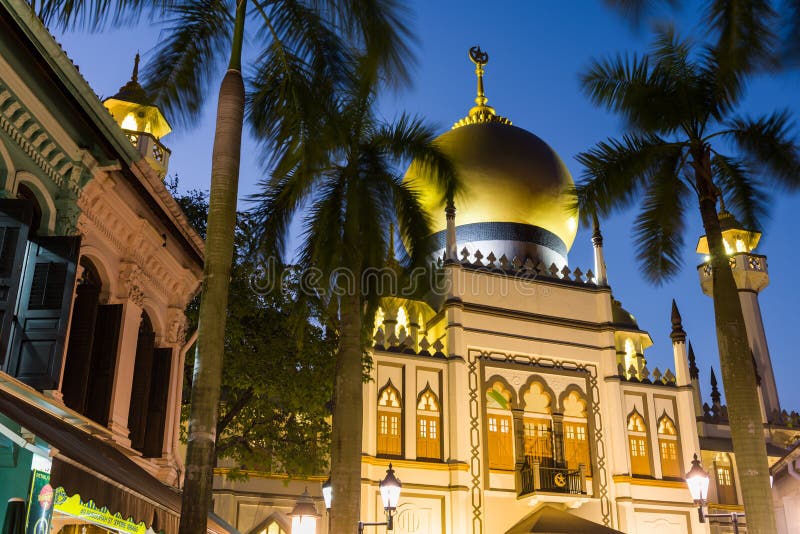 Night View of Religious Mosque Editorial Photography - Image of street ...