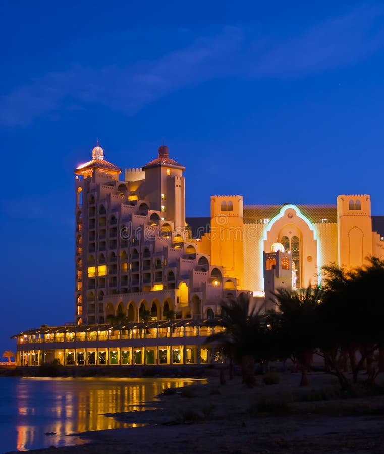 Night View on Resort Hotels in Eilat City, Israel Stock Image - Image ...
