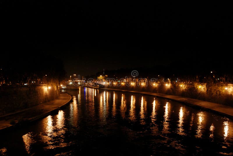 Night View River Tiber in Rome Italy Editorial Stock Photo - Image of ...