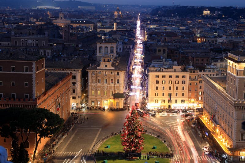Night view at Rome, Italy editorial image. Image of emperor - 165817370