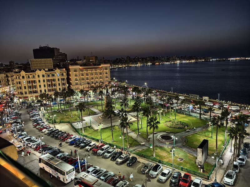 Night View from the Rooftop Restaurant of Metropole Hotel, in Egypt ...