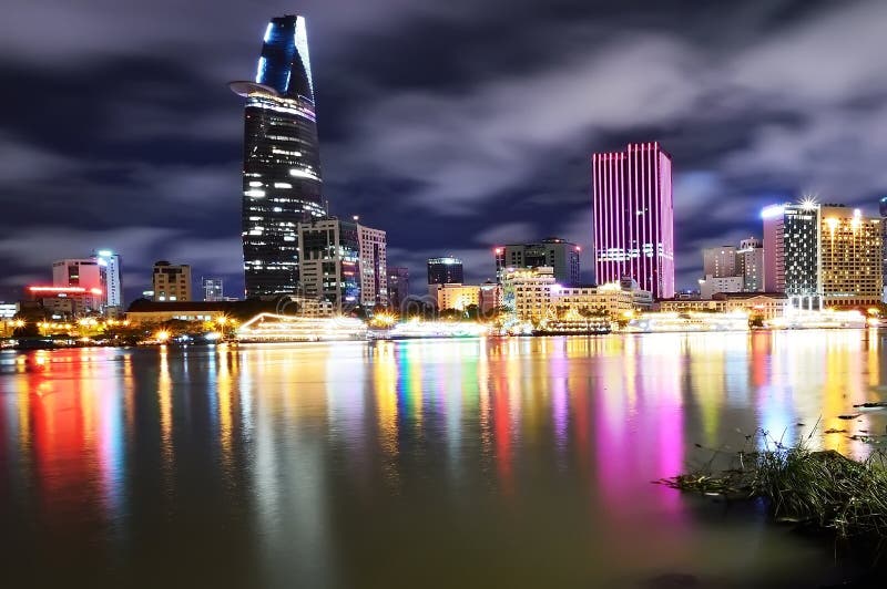 Night View Of Saigon City, Vietnam Stock Photo - Image of exotic ...