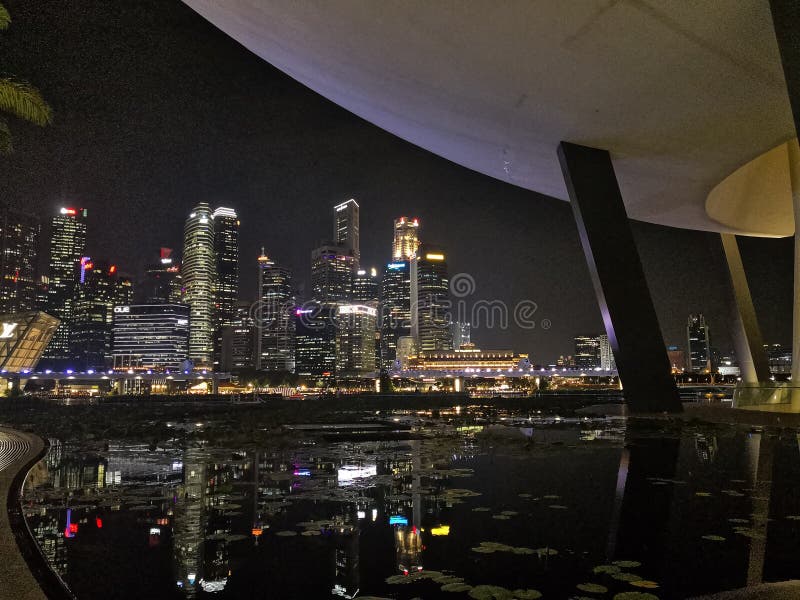 Night view in Singapore editorial photography. Image of view - 232149597