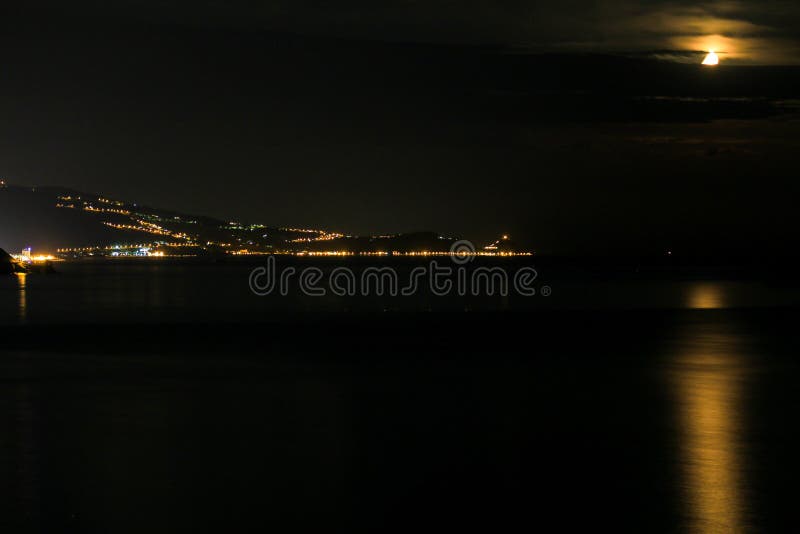 Night view of the sea stock image. Image of gioiosa - 243134483
