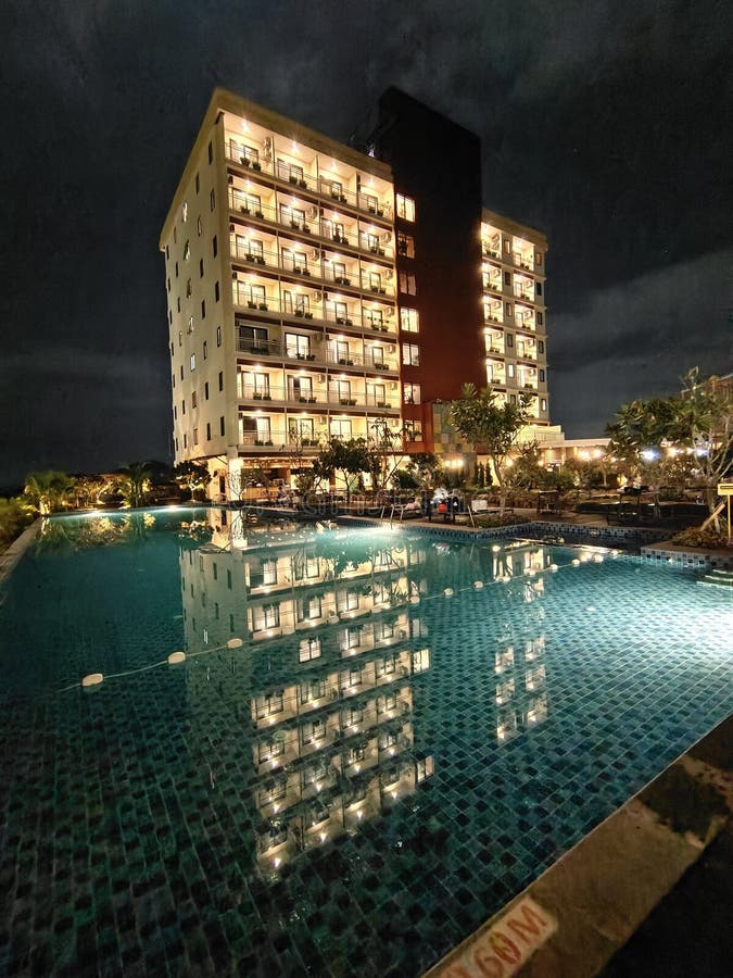 Night View at Senyum World Hotel, Batu, East Java, Indonesia Stock ...
