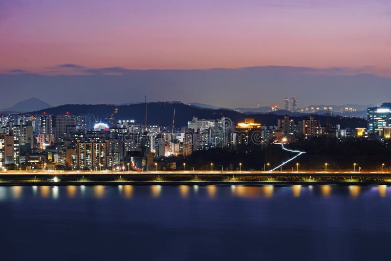 The Night View of Seoul and the Han River Stock Photo - Image of city ...