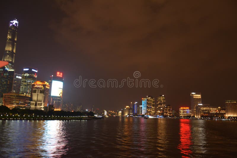 Night View of Shanghai, China Editorial Image - Image of neon, commerce ...