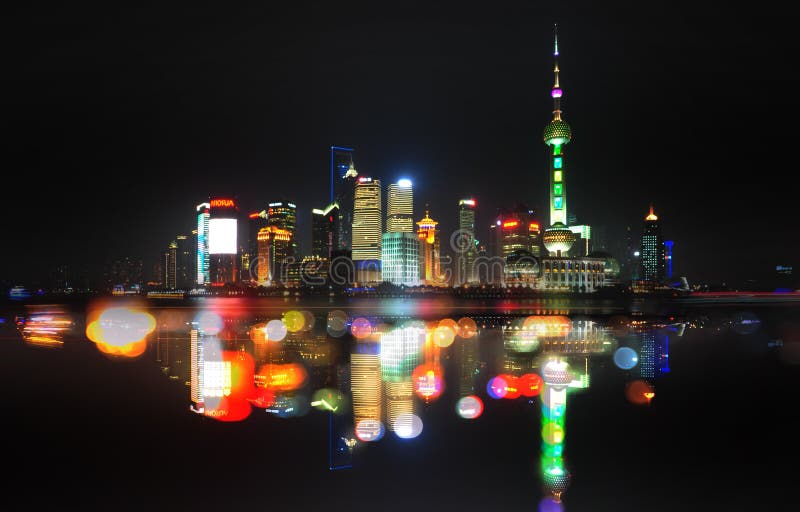 Night View of Shanghai, China Editorial Image - Image of neon, light ...
