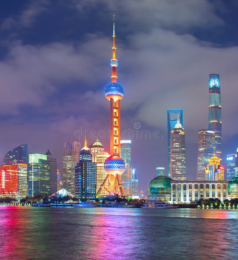 Night View of Shanghai. China Editorial Photo - Image of destination ...
