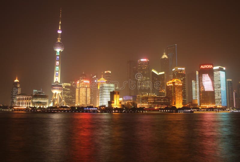 Night View of Shanghai Pudong Stock Image - Image of reflect, travel ...