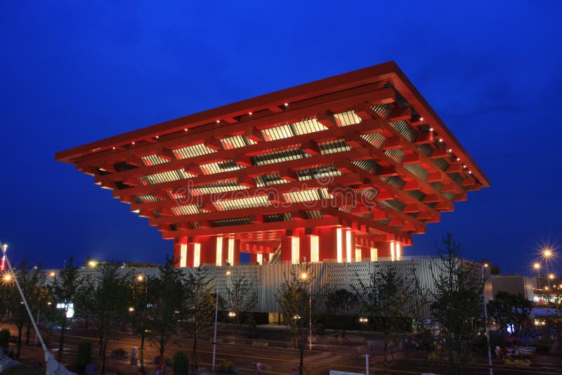 Night View of Shanghai World Expo China Pavilion Editorial Photography ...