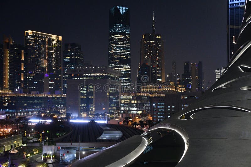 Night View of Sheikh Zayed Rd from the Museum of the Future in Dubai ...