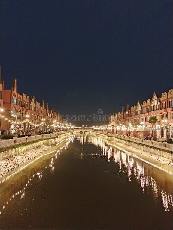 A Night View of Shining River at PIK Stock Image - Image of night ...