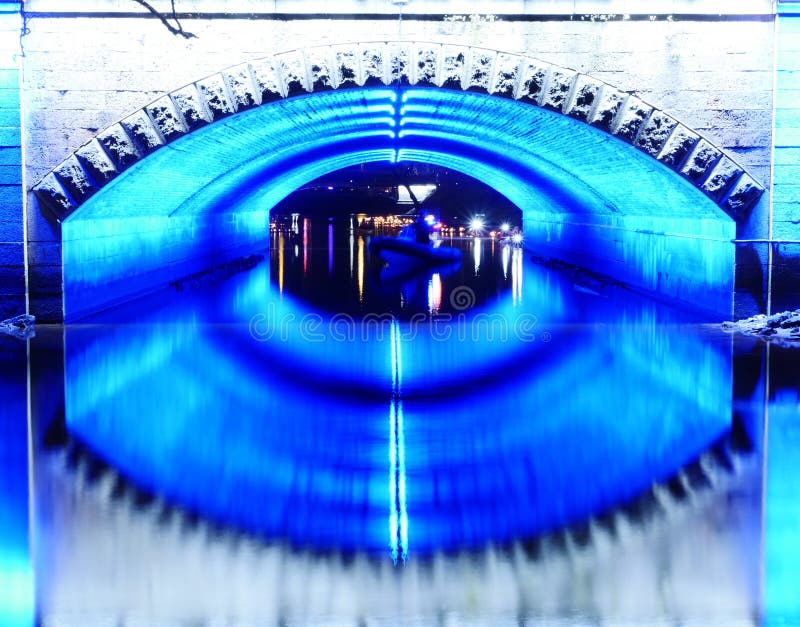 Night view of small bridge stock photo. Image of attraction - 47123756