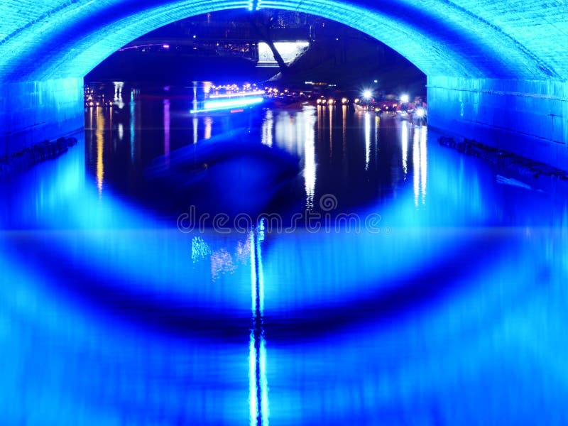 Night view of small bridge stock image. Image of cityscape - 47123781