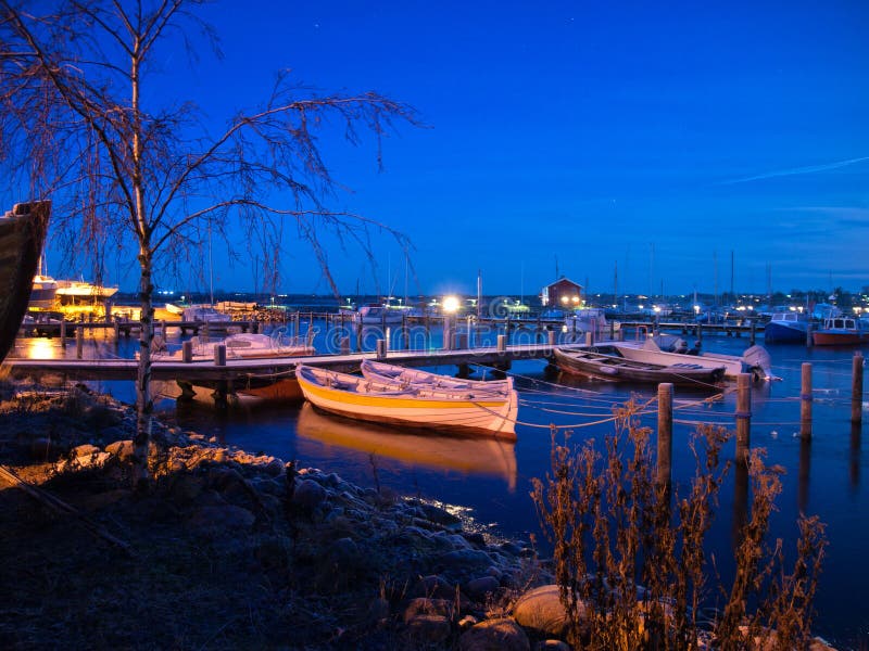 Night view of small marina stock image. Image of night - 27400047
