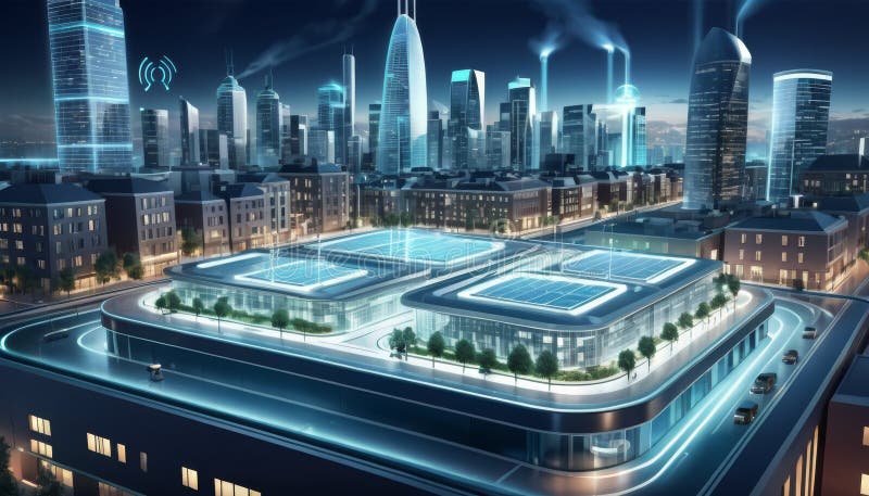 Smart City Infrastructure with Connected Services Stock Image - Image ...