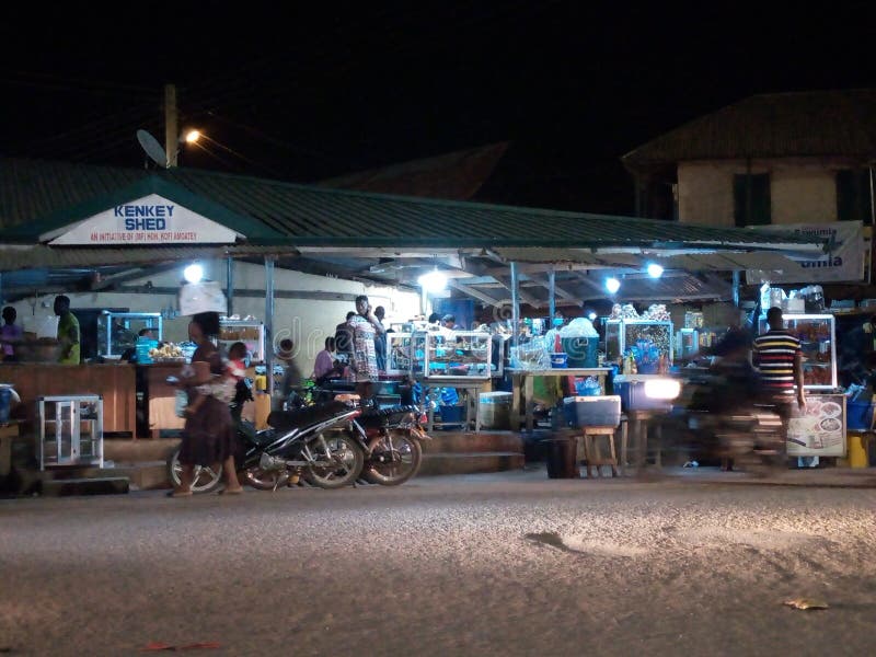 .. a Night View of Somanya Kenkey Market. Editorial Photo - Image of ...