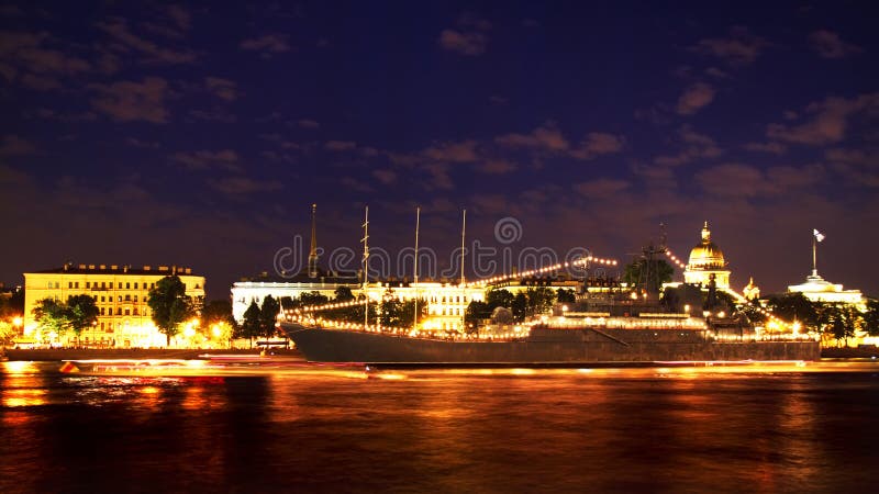 Night View of St. Petersburg Stock Photo - Image of petersburg ...