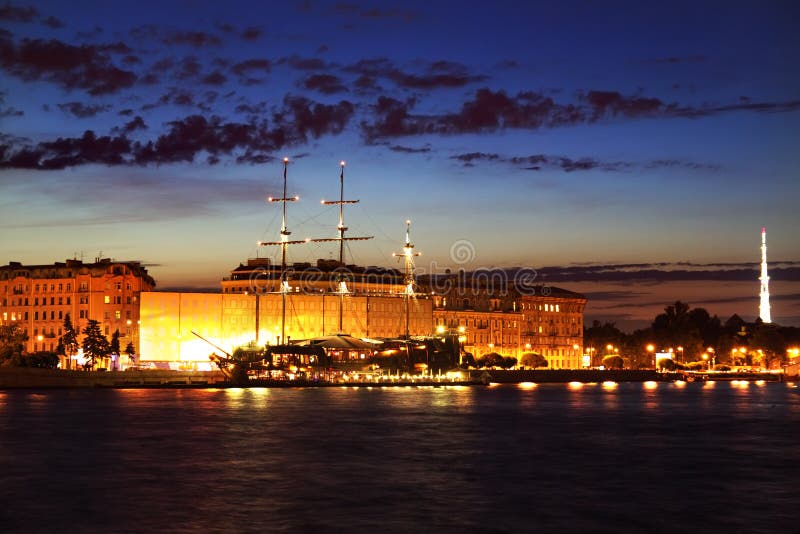 Night View of St Petersburg Stock Image - Image of lights, illuminated ...