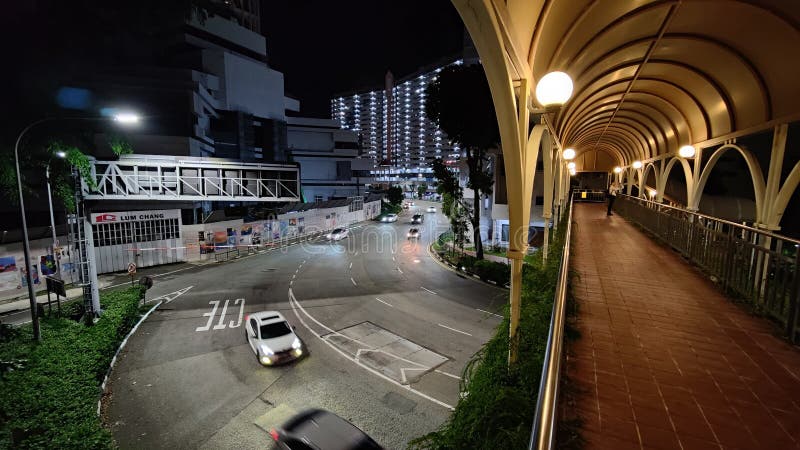 Night View of Street from a Crossover Bridge Editorial Stock Image ...