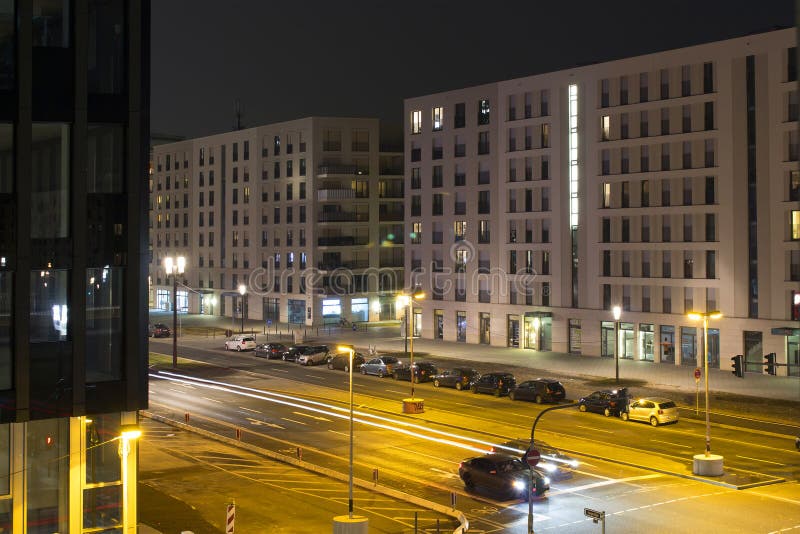 Night View of a Street and Intersection Editorial Photo - Image of ...