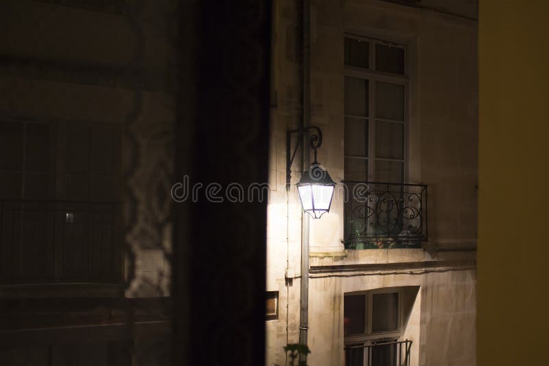 Night View of a Street Light through a Window Stock Image - Image of ...
